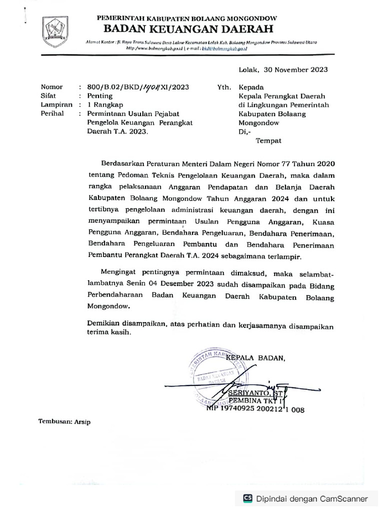 Surat Permintaan PA, KPA, BP Dan BPP | PDF