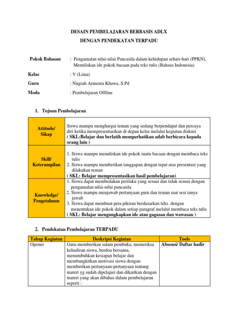 2-Contoh Desain Pembelajran POP 1 | PDF