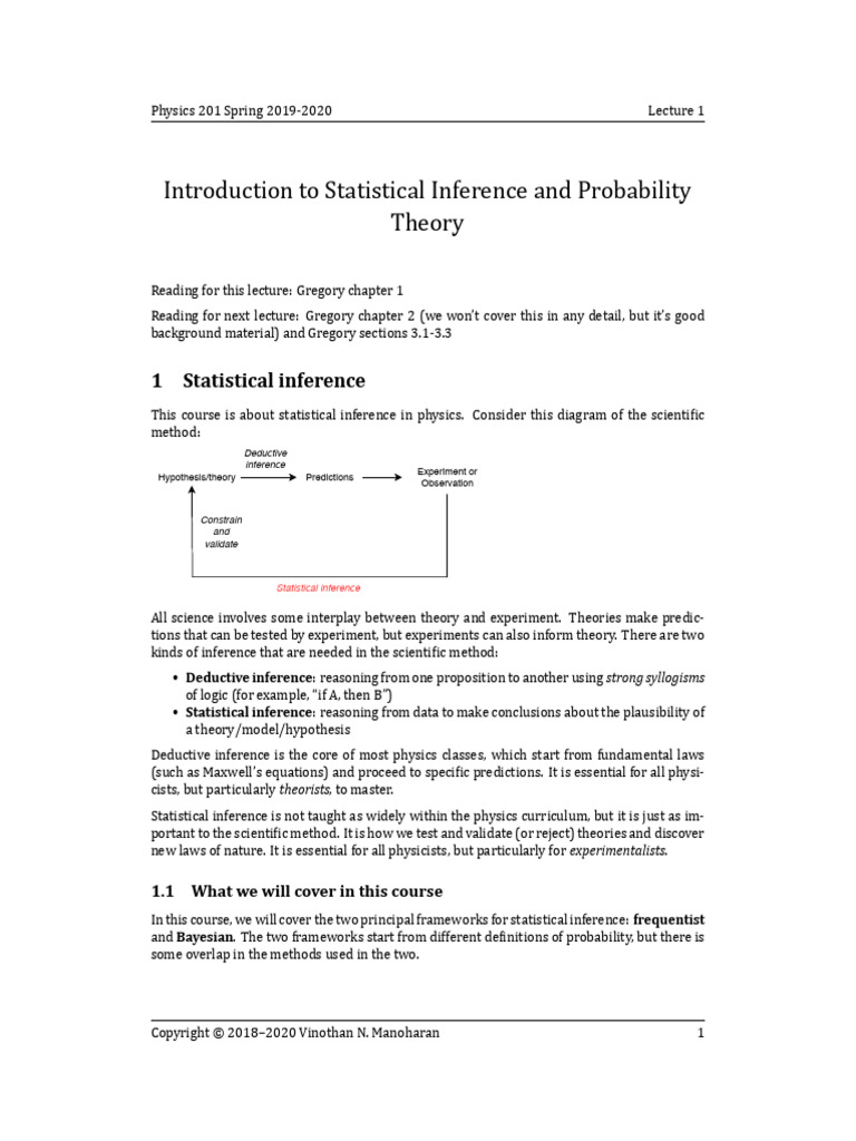 2020-01-27 - Lecture 1 | PDF | Statistical Inference | Statistics