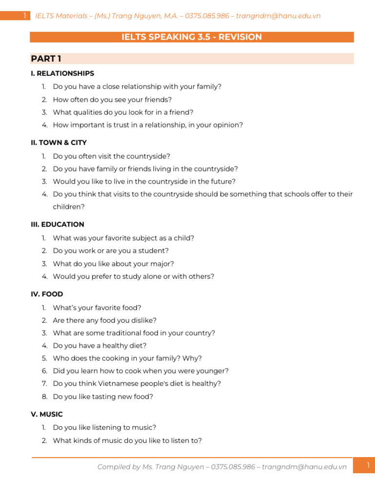 IELTS Speaking Practice Guide | PDF | Language Arts & Discipline | Wellness