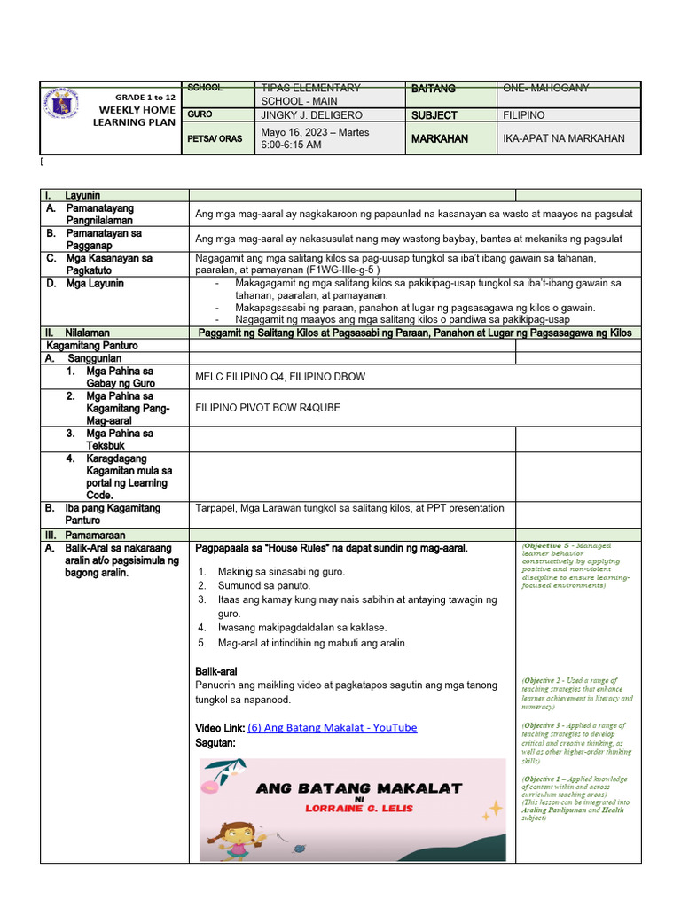 q4 Cot Filipino | PDF