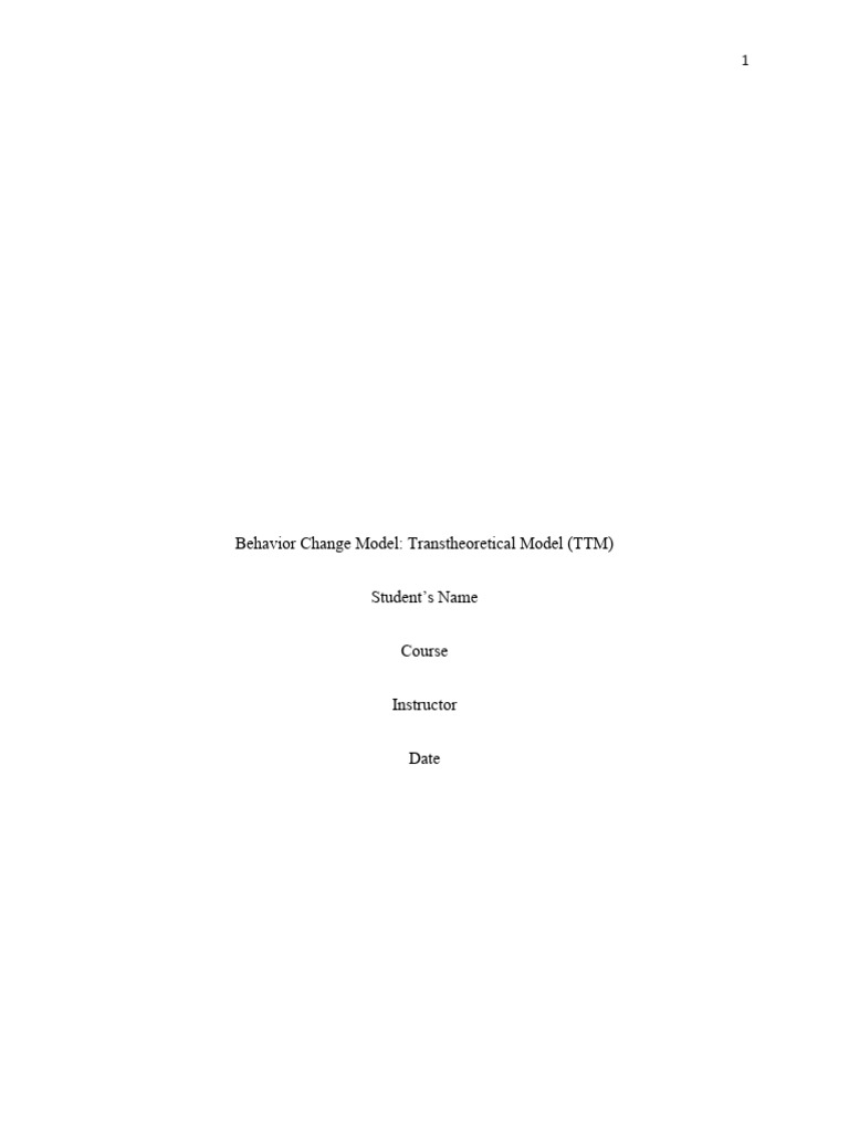 Behavior Change Model TTM | PDF | Psychology | Psychological Theories