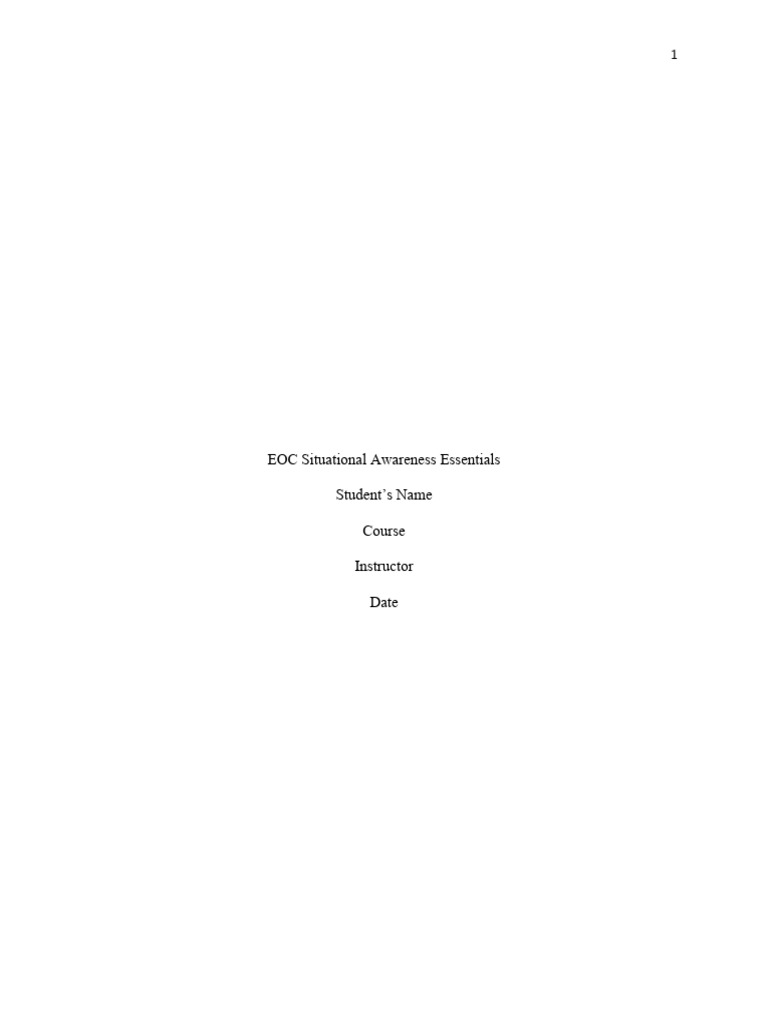 EOC Situational Awareness Essentials | PDF | Emergency Management ...
