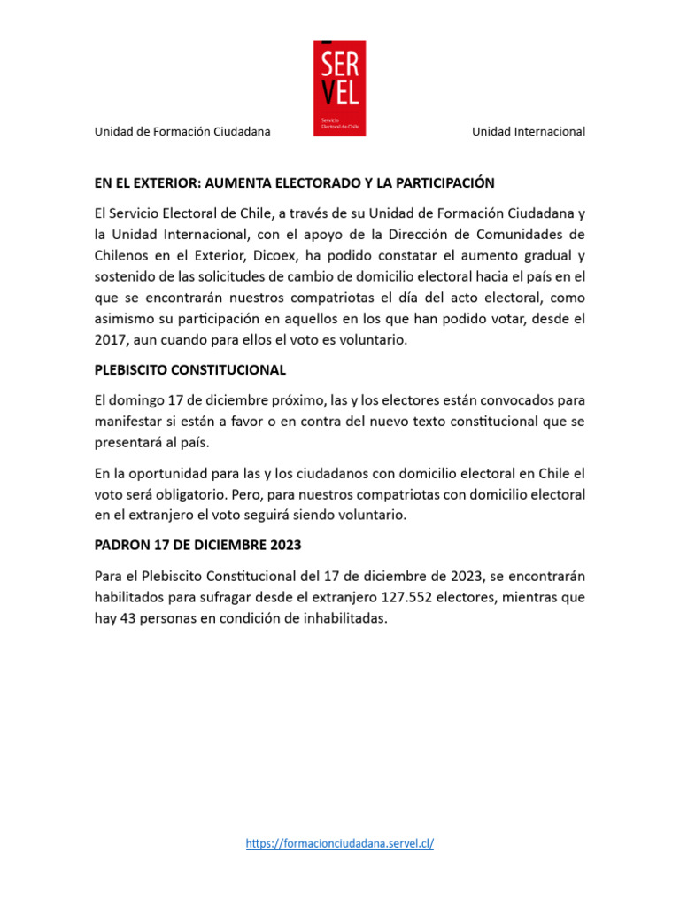 En El Exterior, Aumenta Electorado y La Participación | PDF | Toma de ...