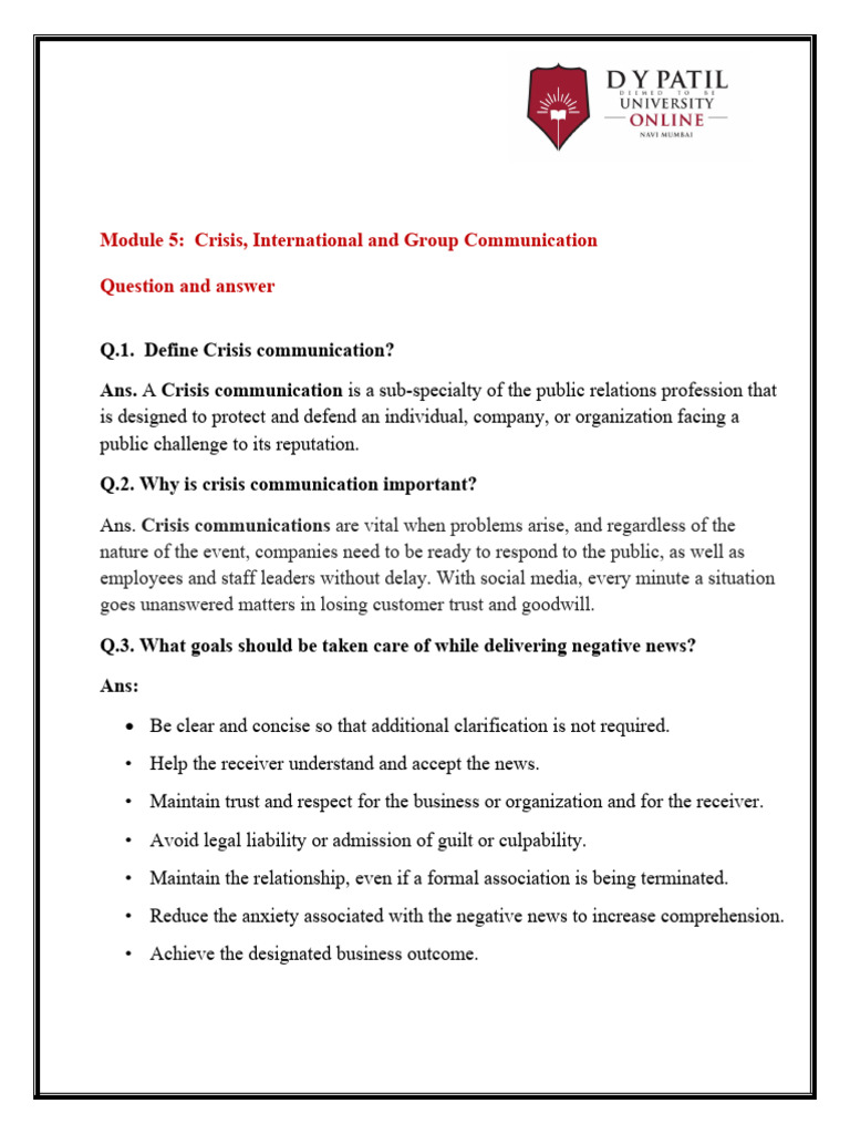 Module 5 Question Bank With Answers | PDF | Communication | Cross ...