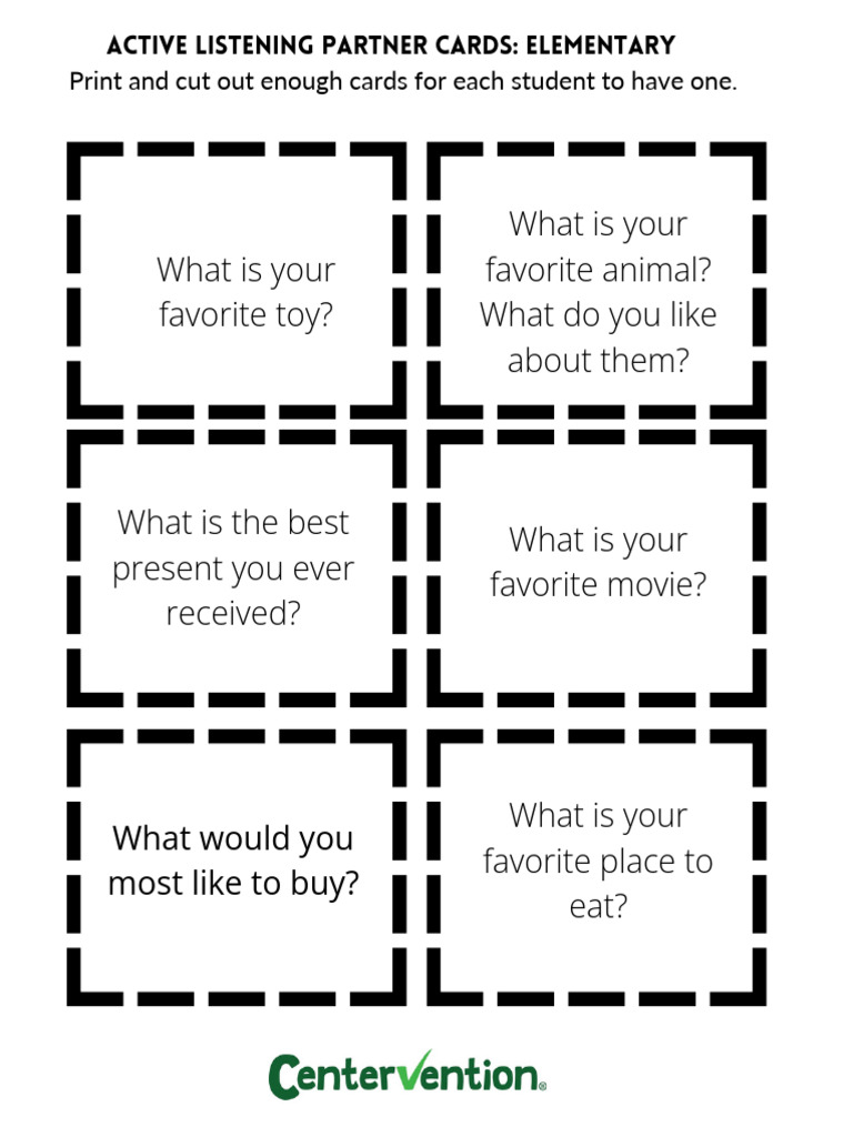 Active Listening Partner Cards | PDF
