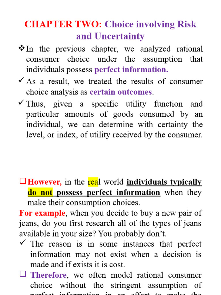 Chapter II Econ 2021 | PDF | Utility | Risk Aversion