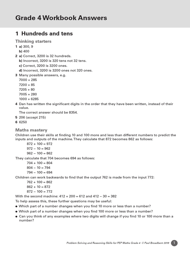 Grade 4 PEP Maths Workbook Answers | PDF | Area | Geometric Shapes