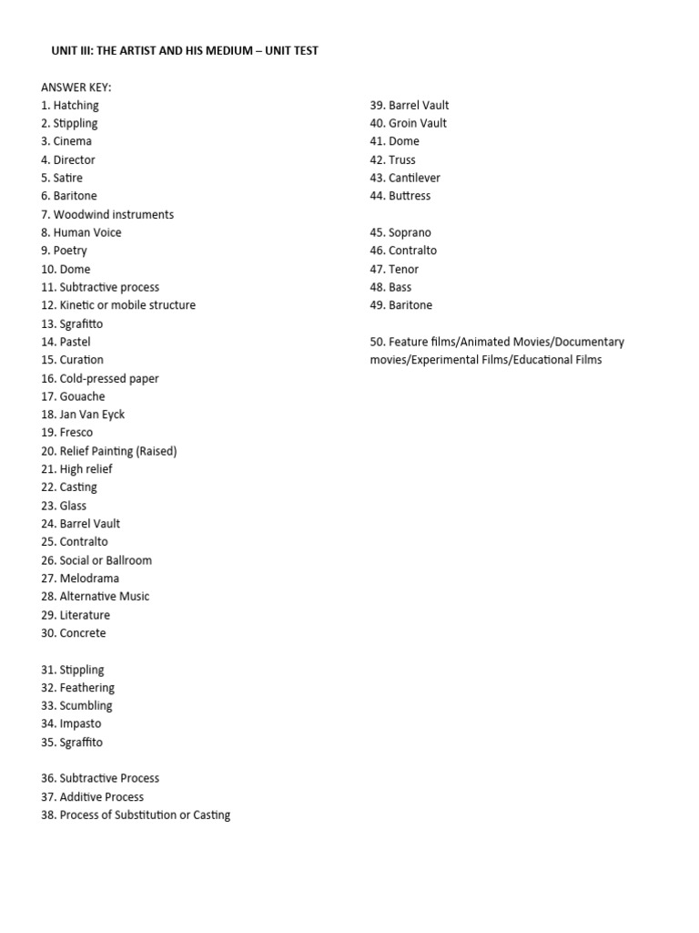 Unit III Answer Key | PDF Unit III Answer Key | PDF