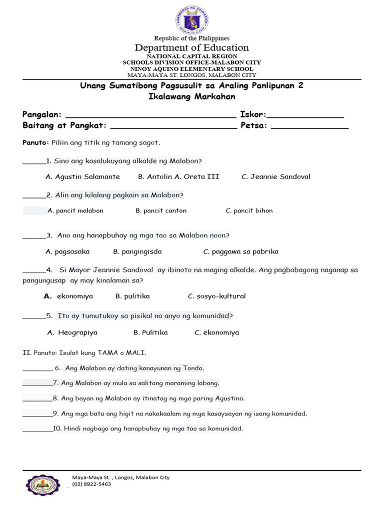 Ap Q2 1ST Summative Test | PDF