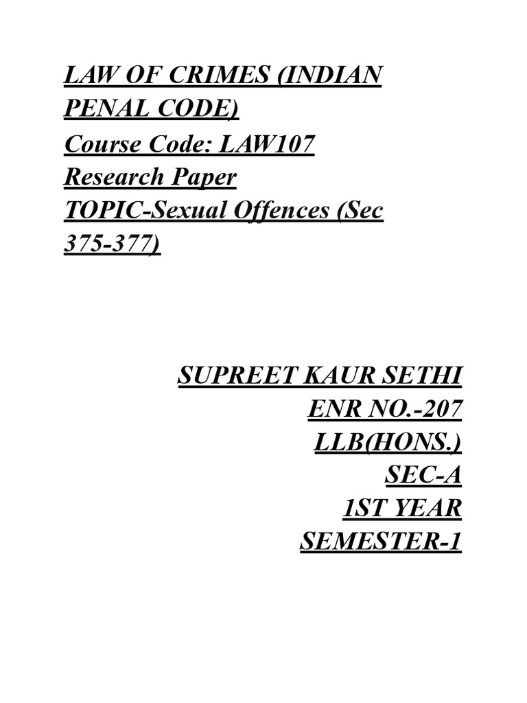 Law of Crimes (Indian Penal Code) | PDF | Rape | Crimes