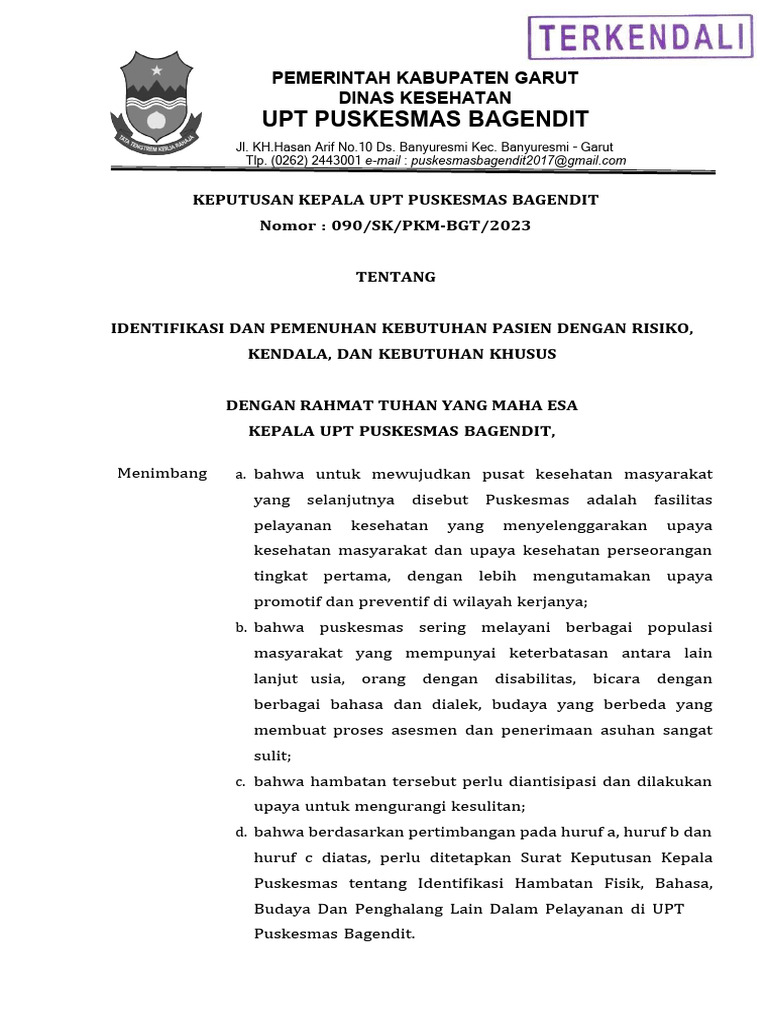 SK Identifikasi Hambatan PKM BGT | PDF