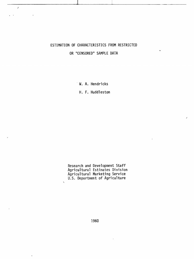 Estimation Of Characteristics From Restricted Or Censored Sample Data Pdf Sampling