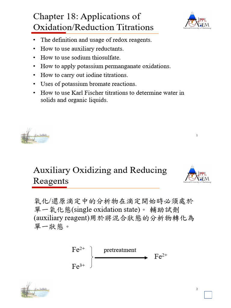 112-1 Å Å (I) - CH 18 Applications of Oxidation Reduction Titrations | PDF