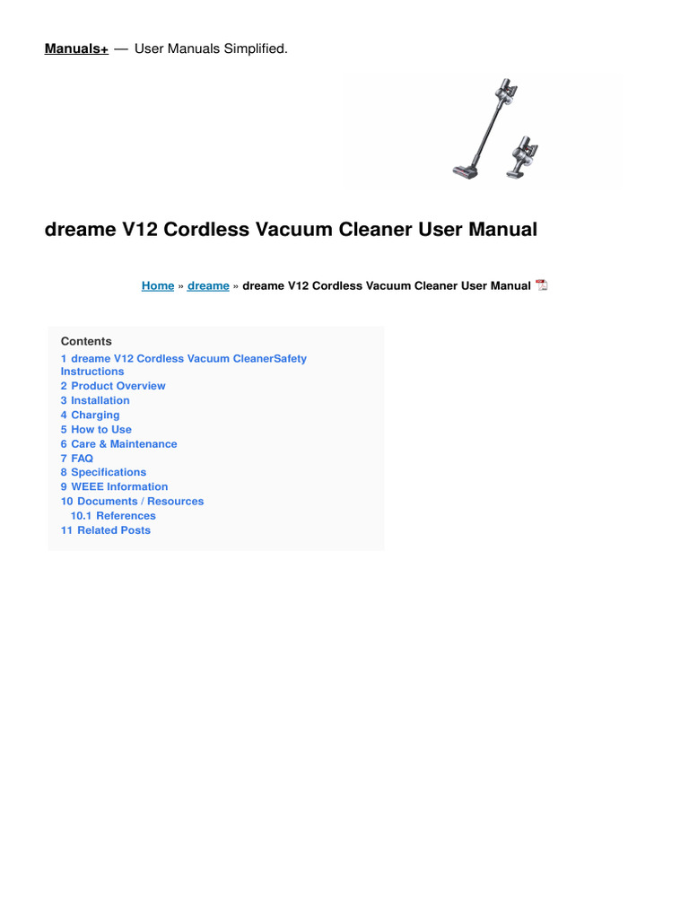 Dreame V12 Cordless Vacuum Manual | PDF | Vacuum Cleaner | Manufactured ...