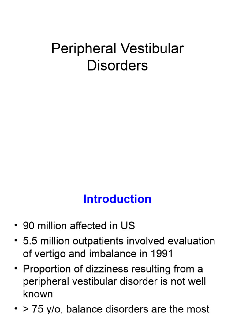 Peripheral Vestibular Disorders | PDF | Vertigo | Nervous System