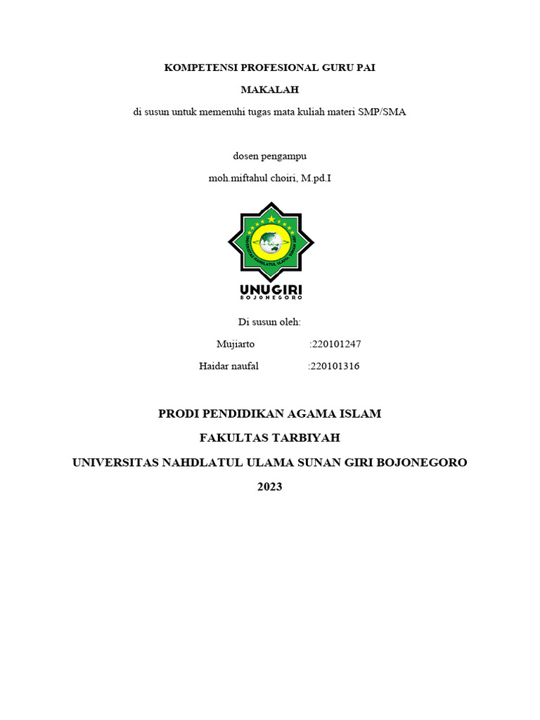 Kompetensi Profesional Guru Pai | PDF