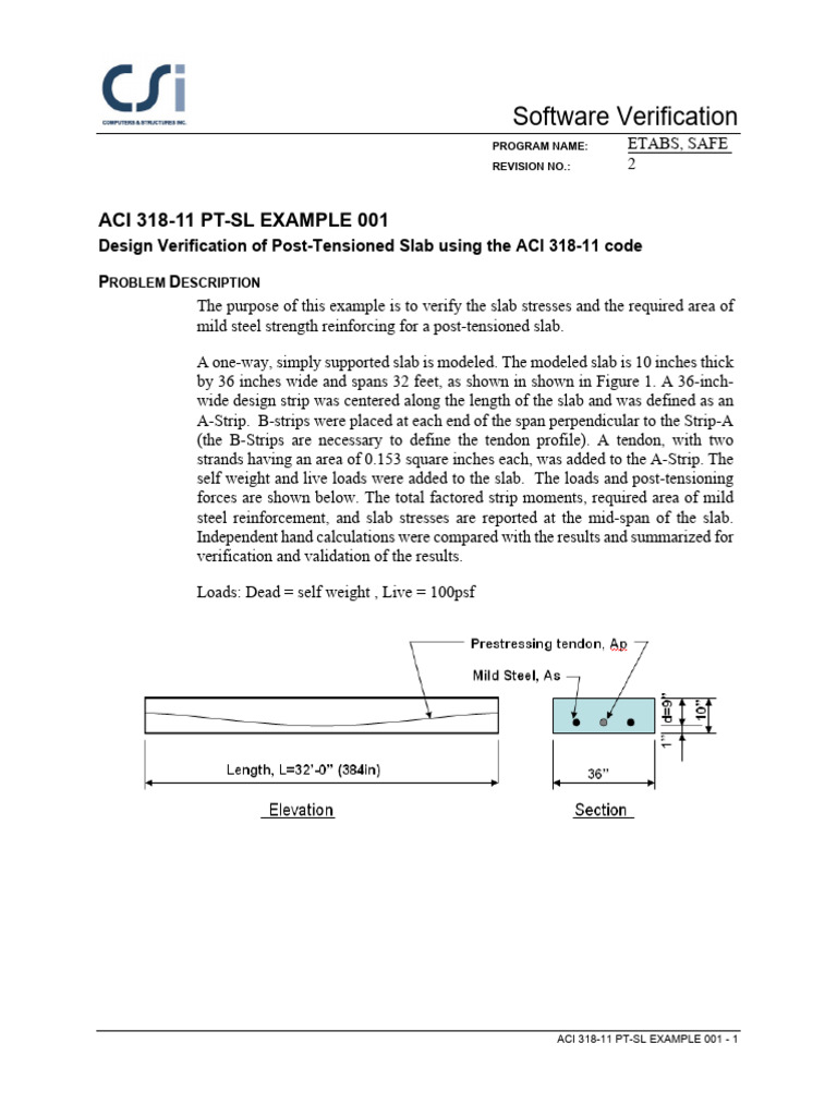 Aci 318-11 PT-SL Example 001 | PDF | Prestressed Concrete | Strength Of ...