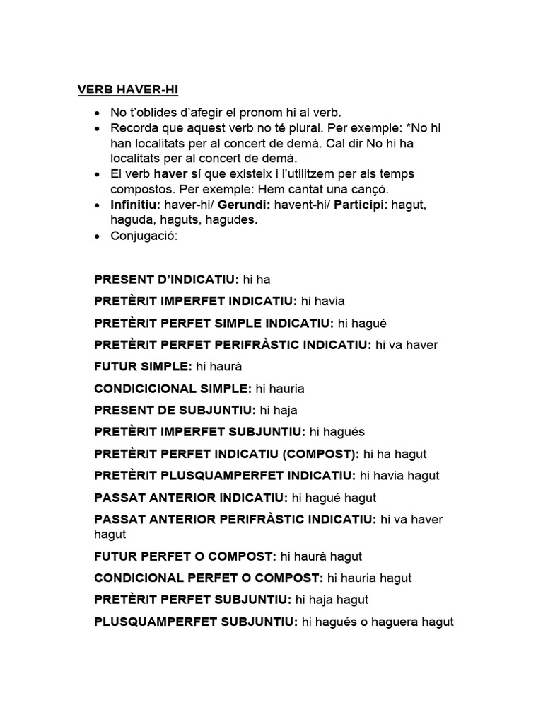 Verb Haver-Hi | PDF