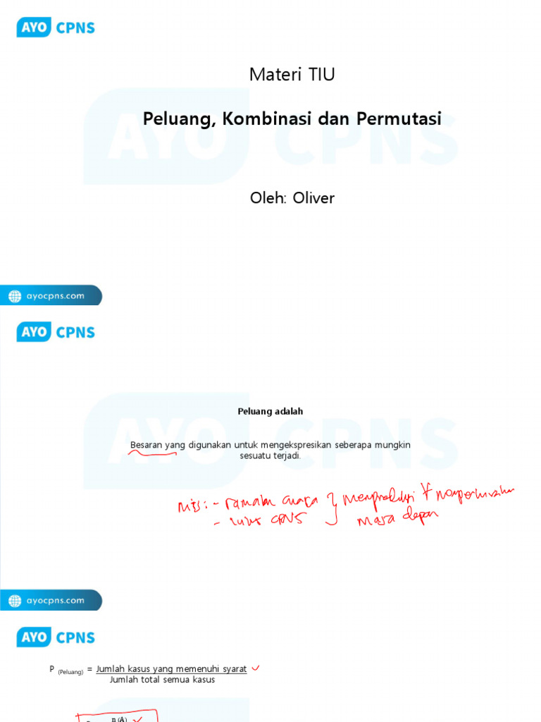 Materi - Peluang, Permutasi Dan Kombinasi | PDF