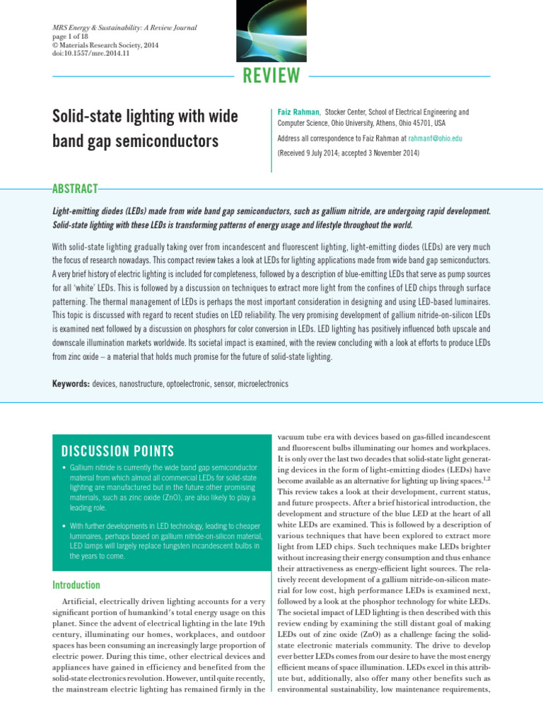 Solid State Lighting With Wide Band Gap Semiconductors | PDF | Light Emitting Diode ...