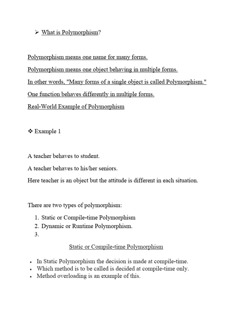 What Is Polymorphism Download Free Pdf Inheritance Object Oriented Programming Method