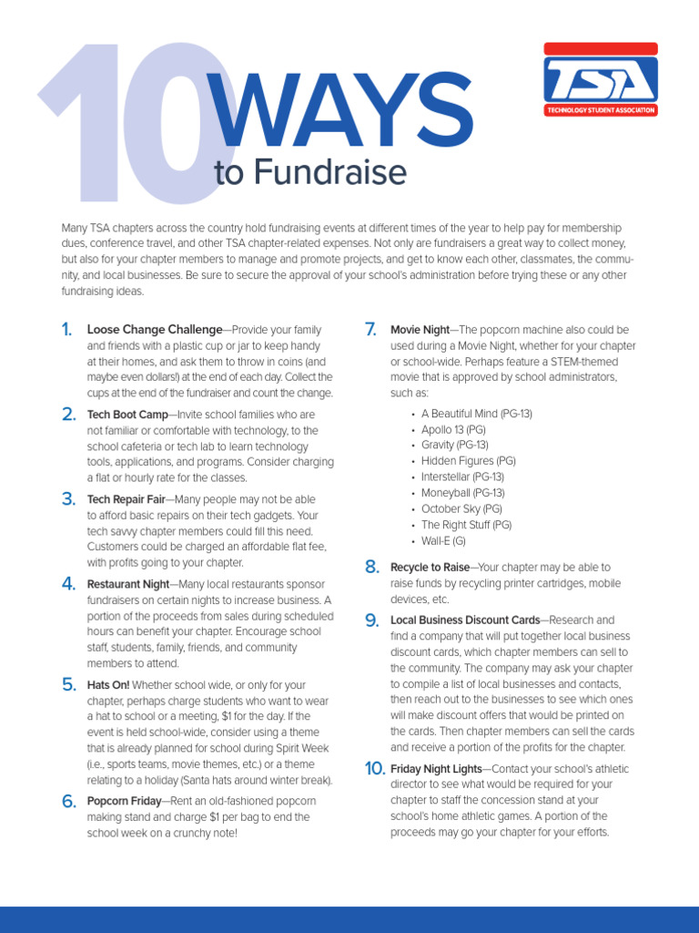 Tsa Toolkit 10 Ways To Fundraise | PDF