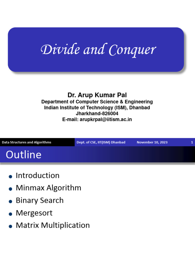 Divide And Conquer Pdf Algorithms And Data Structures Applied 3233