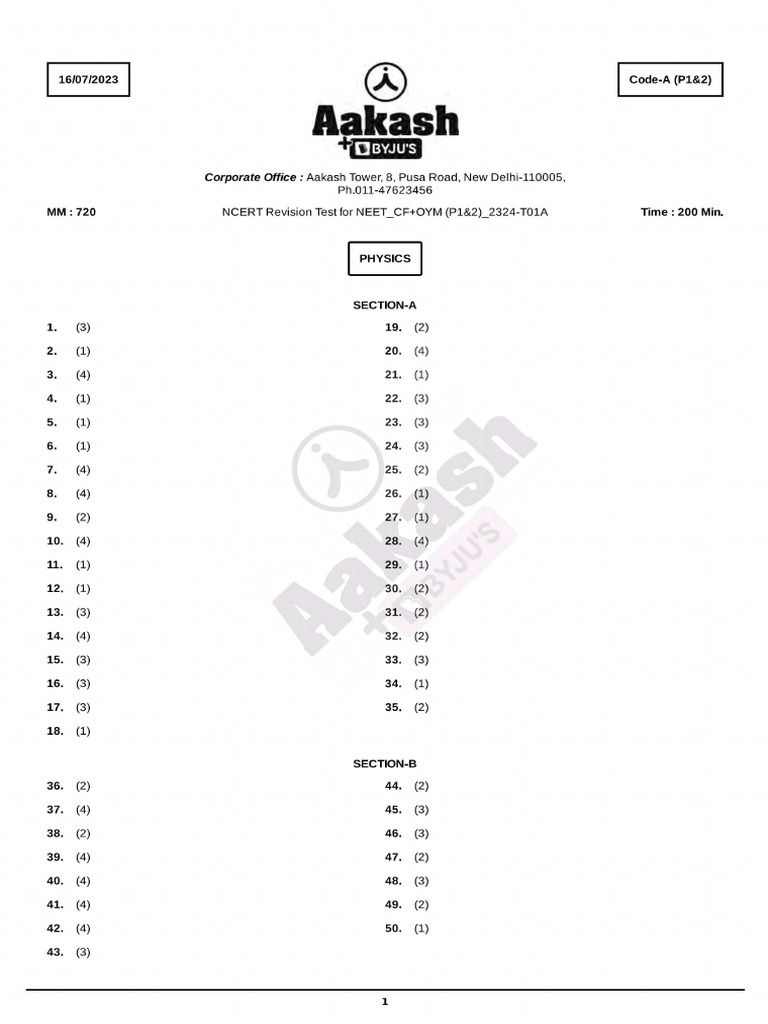 NRT-01 - Ans Key | PDF