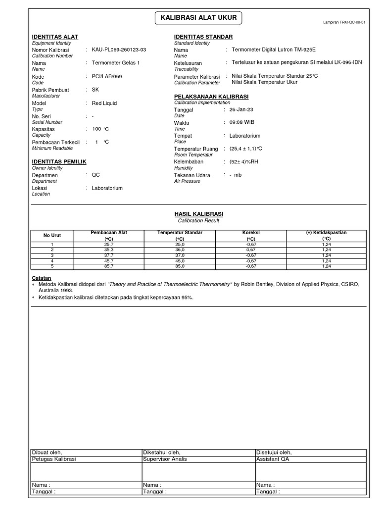 Kalibrasi Termometer Gelas - 260123 | PDF