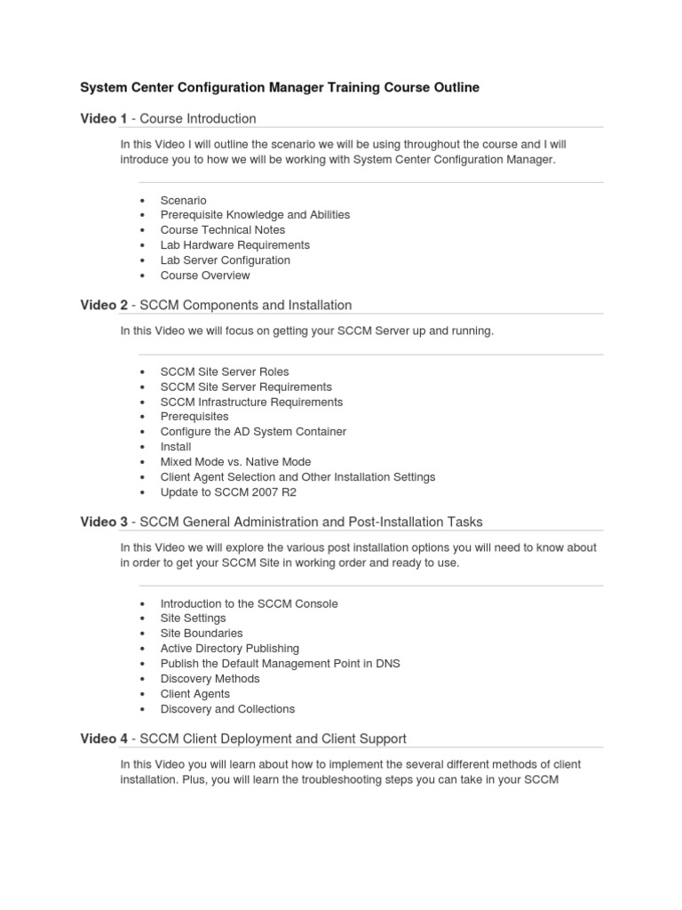 SCCM Training Course Outline | PDF | Computer Engineering | Information Technology Management