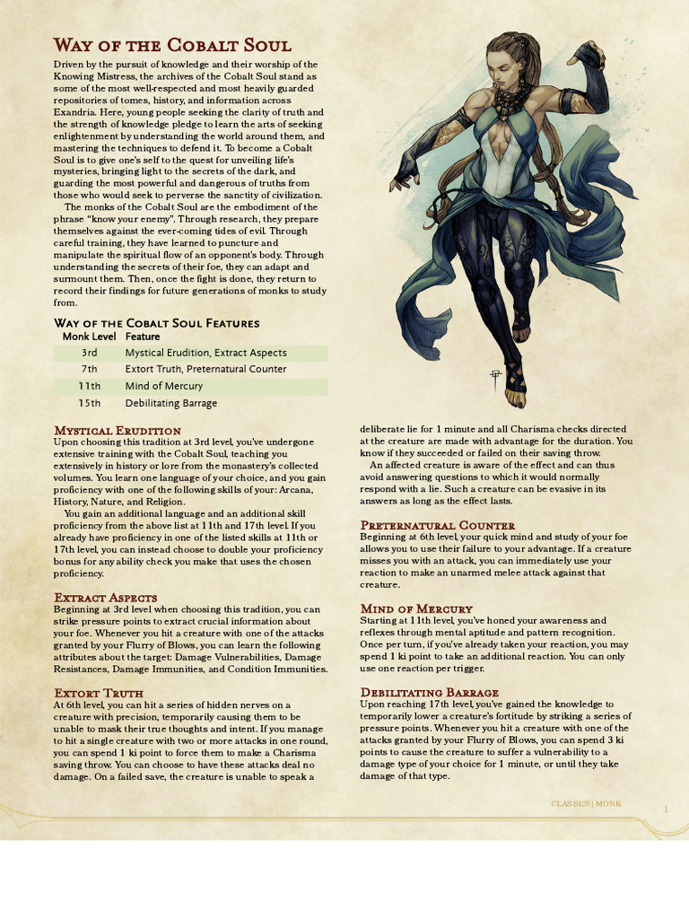 D&D 5e - Monk - Way of The Cobalt Soul (2019) | PDF | Soul