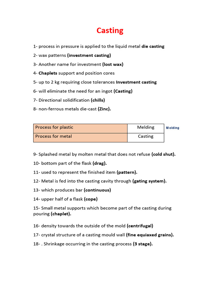 Casting | PDF | Industrial Processes | Metals