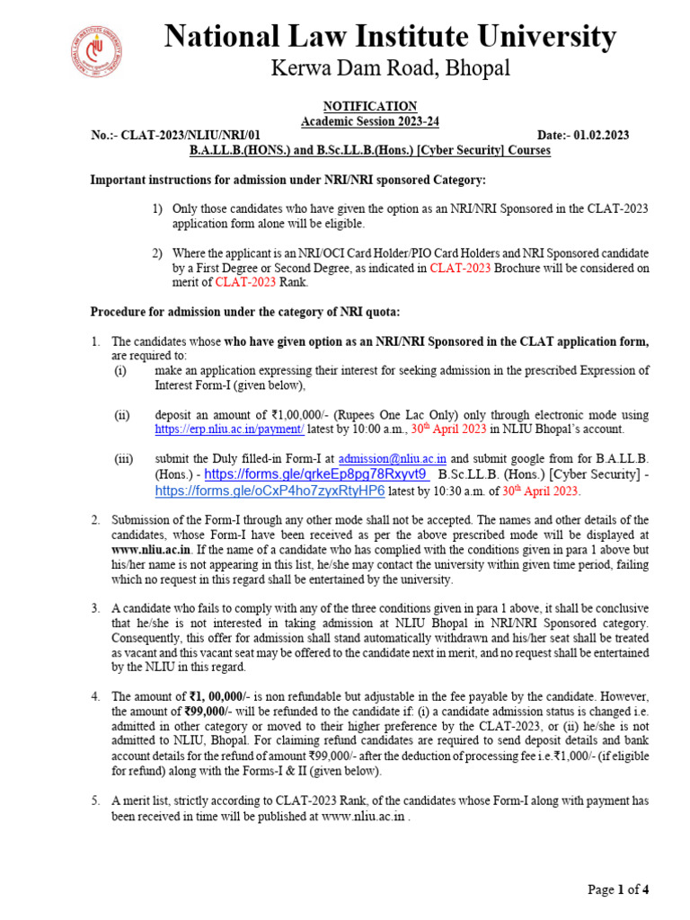 Instructions To Invite Application From NRI Sponsored 2023 | PDF | Government