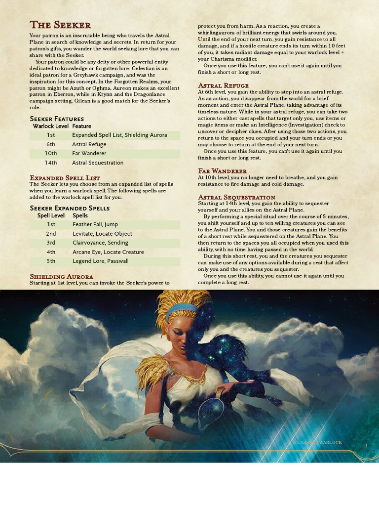 D&D 5e - Warlock - The Seeker | PDF | Forgotten Realms | Dragonlance