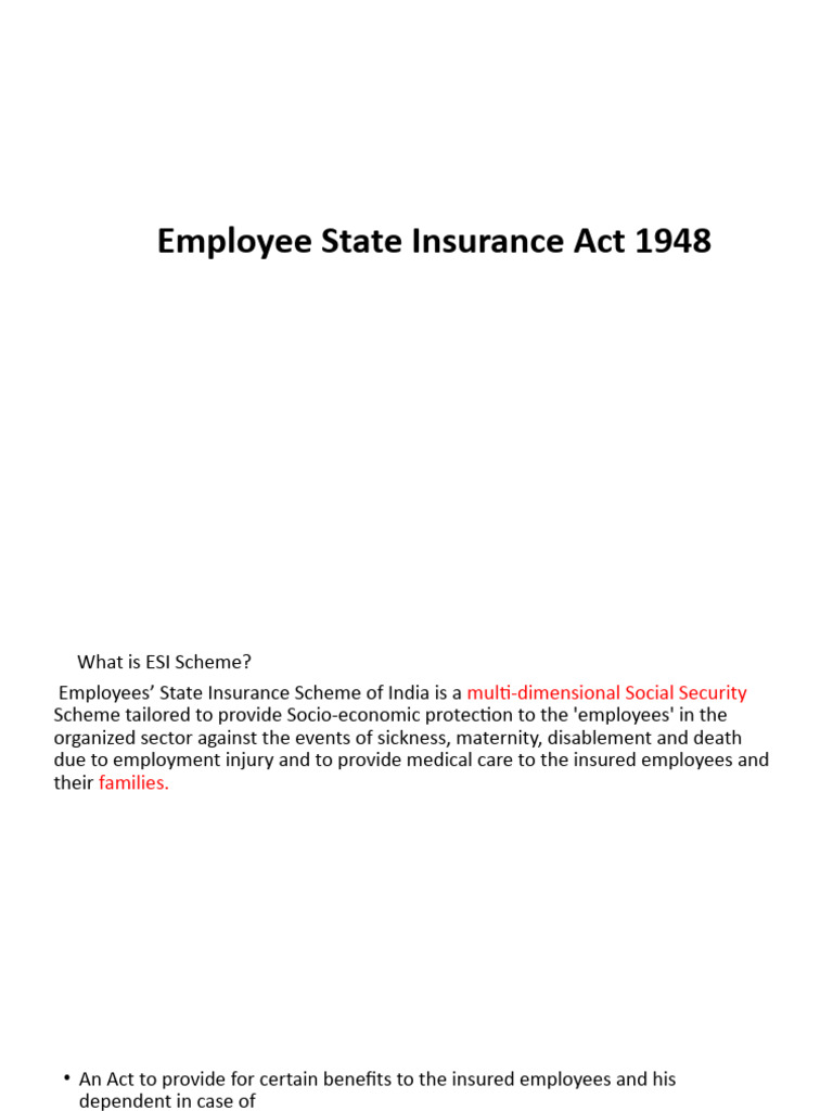 ESI Act 1948: Employee Benefits Overview | PDF | Employment | Justice