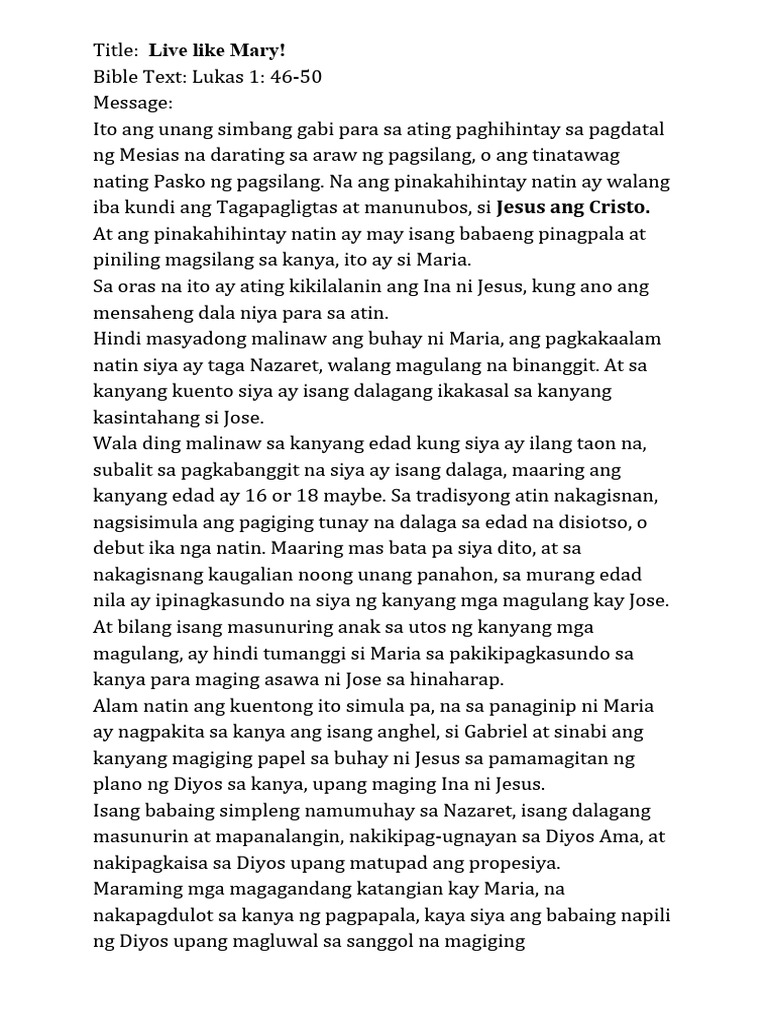 Live Like Mary | PDF