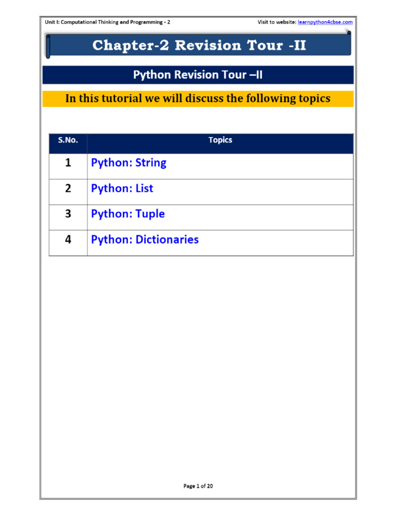 Python Revision Tour - II | PDF
