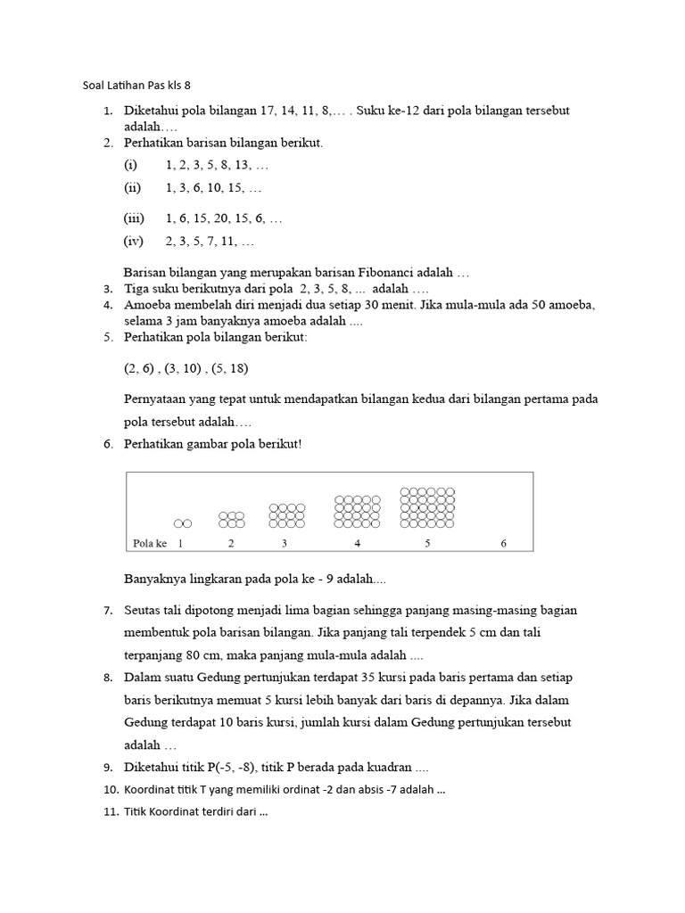 Soal Latihan Pas Kls 1 | PDF | Metode & Bahan Ajar