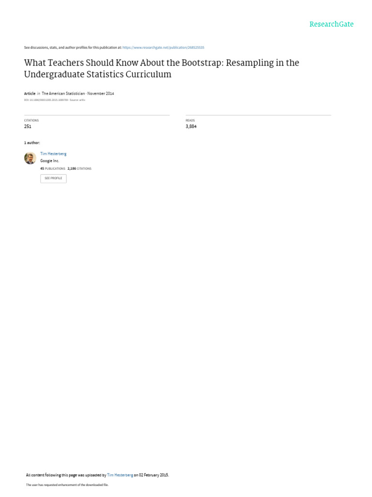 What Teachers Should Know About The Bootstrap Resa | PDF | Bootstrapping (Statistics ...