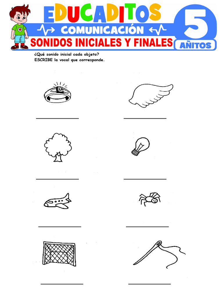 Sonidos iniciales y finales en dibujos | PDF