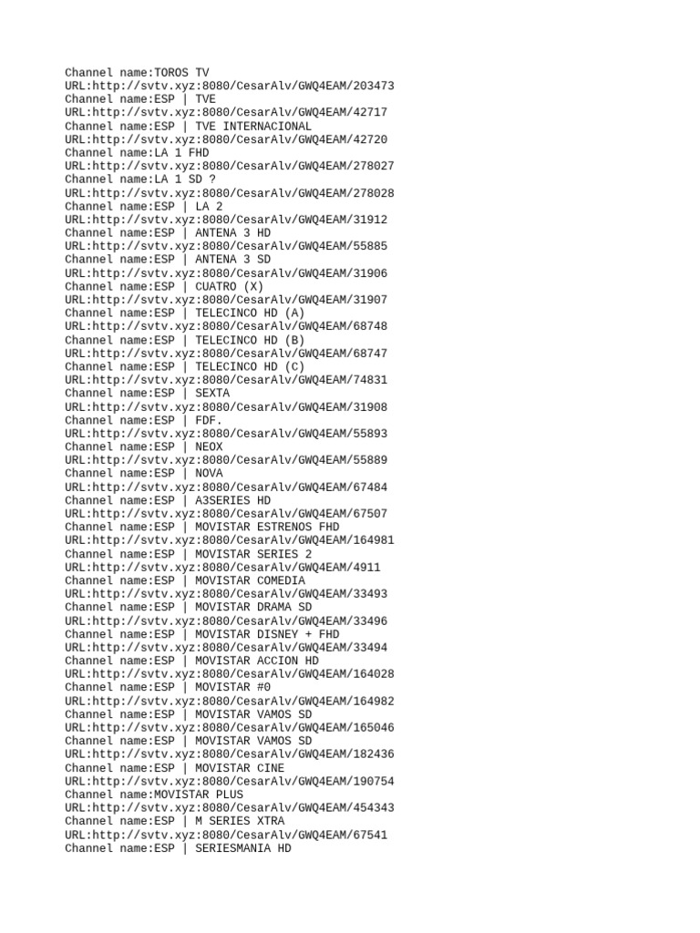 Spanish TV Channels List | PDF | Cable Television | Telecommunications