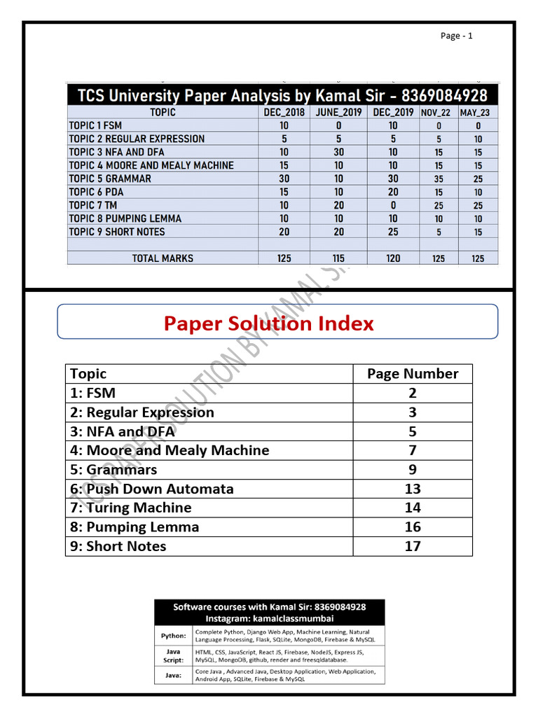 v3 TCS PAPER SOLUTIONS - 2023 | PDF | Regular Expression | Theory Of Computation