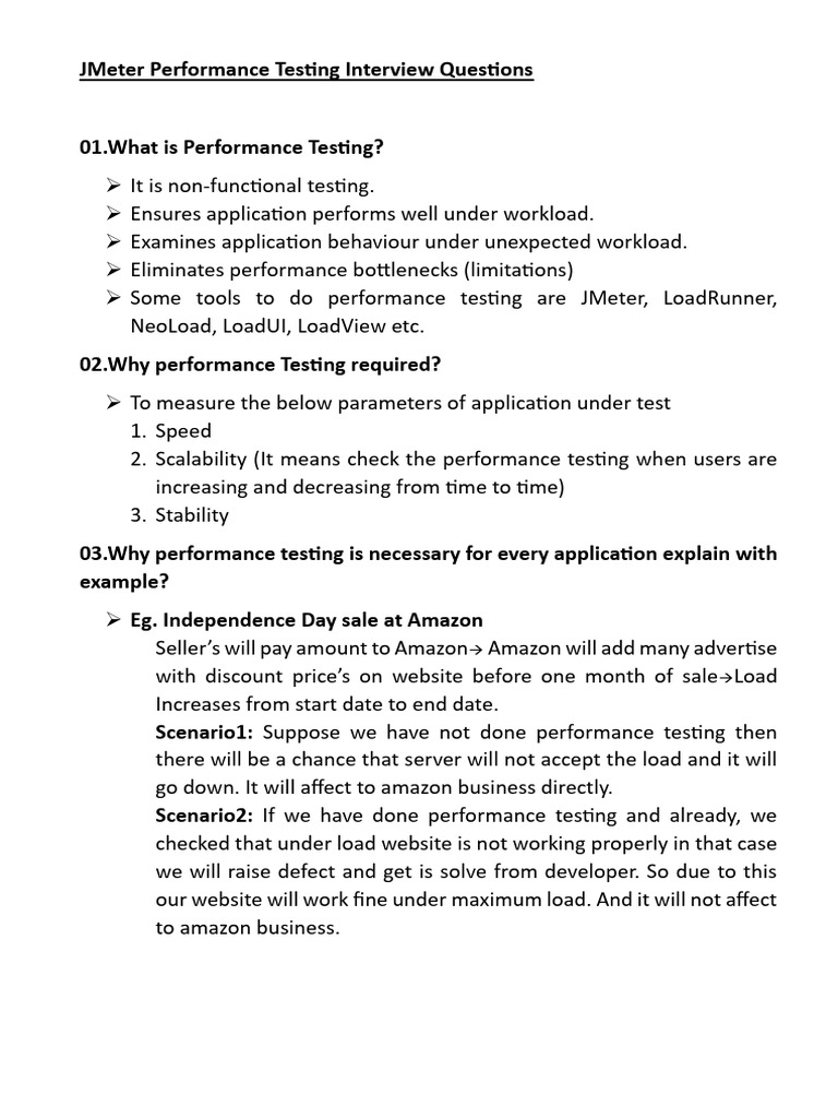JMeter Performance Testing Interview Questions1 | PDF | Central ...