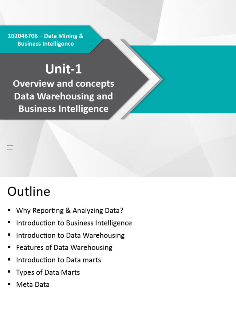 Unit 1 | PDF | Business Intelligence | Data Warehouse