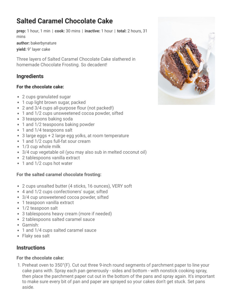 Baker by Nature Salted Caramel Chocolate Cake - Baker by Nature | PDF ...