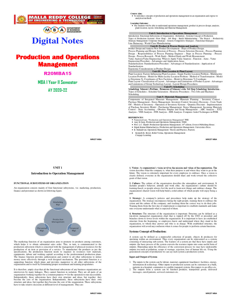 Production and Operations Management | Download Free PDF | Strategic Management | Interest