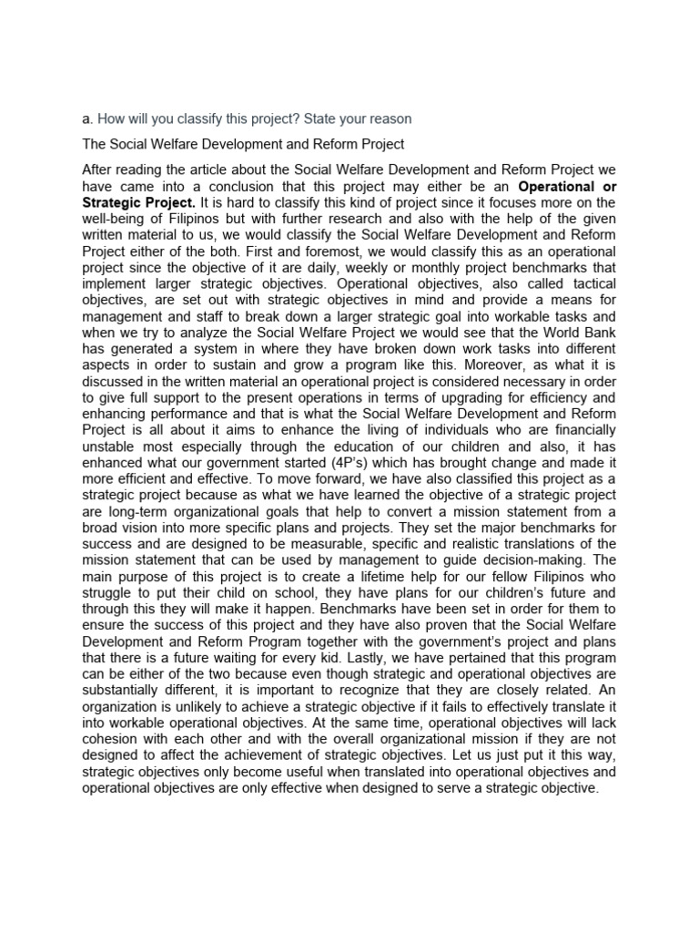 Social Welfare Project for Filipinos | PDF | Economies
