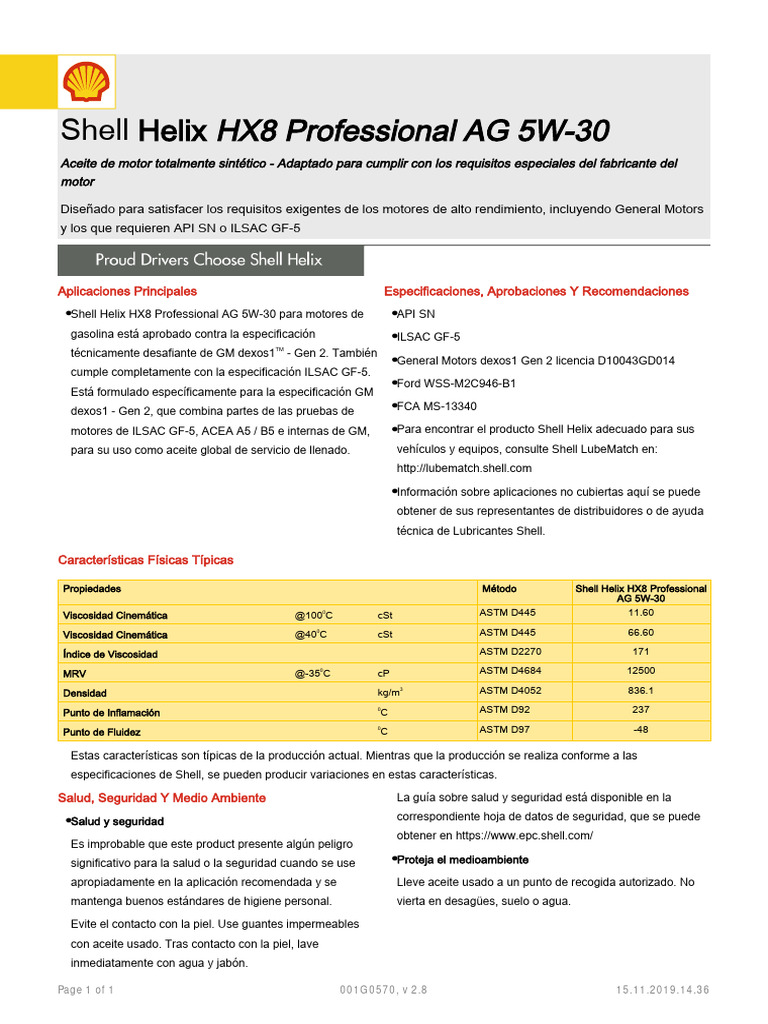 Helix hx8 Professional Ag 5w 30 Dexos1gen 2 | PDF