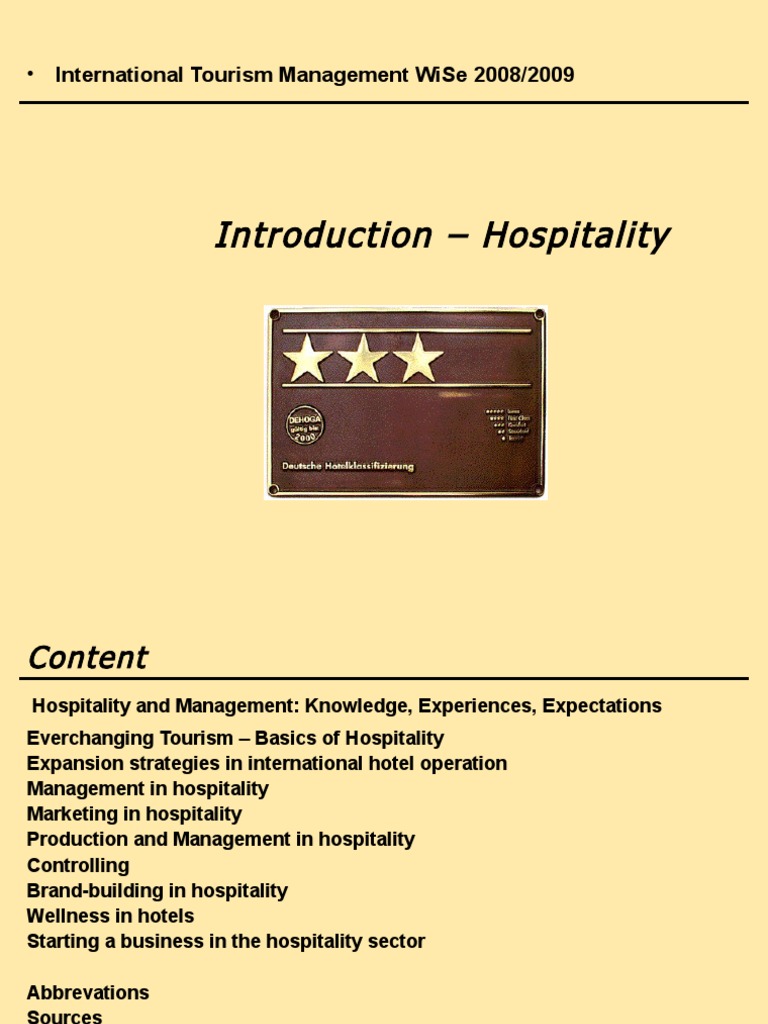 Hospitality Management Intro | PDF | Hotel | Franchising